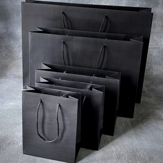 FSC® Black Dyed Paper Rope Handle Bags | Paper Bag Co
