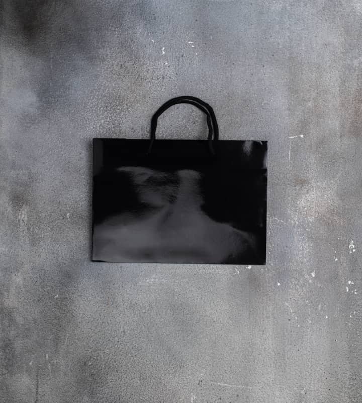 FSC® Black Gloss Laminated Rope Handle Paper Bags - 310x120x220mm