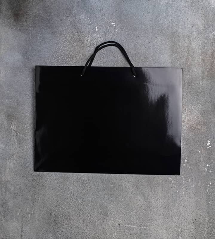 FSC® Black Gloss Laminated Rope Handle Paper Bags - 440x120x320mm